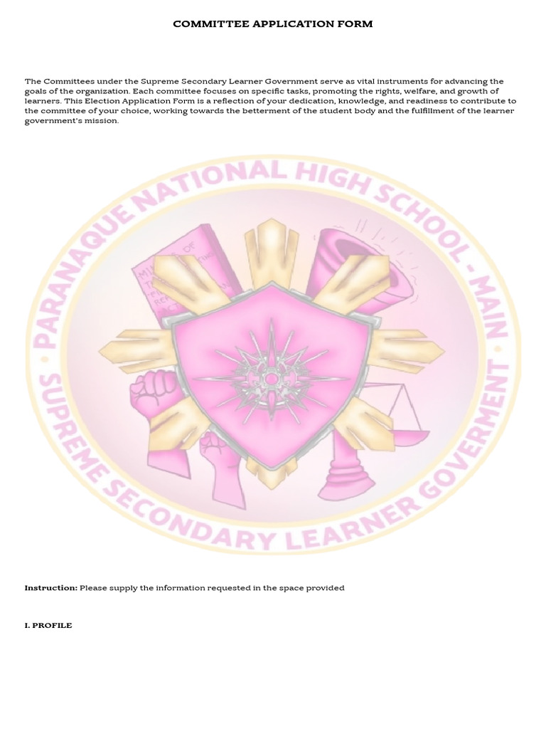 Committee Application Form | PDF | Learning