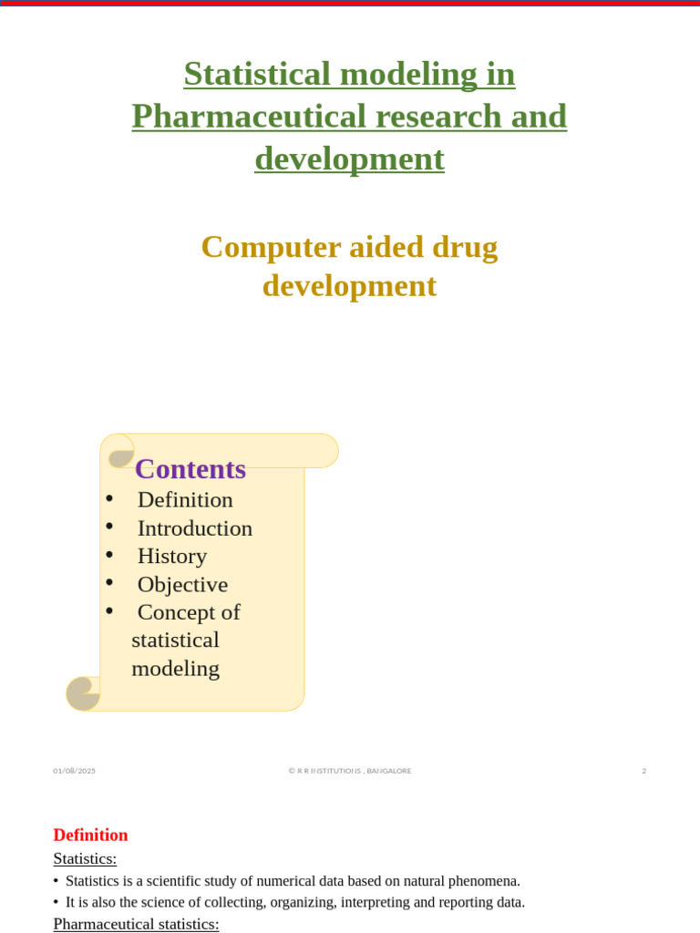 Statistical Modeling in Pharma R&D | PDF | Statistics | Pharmacokinetics