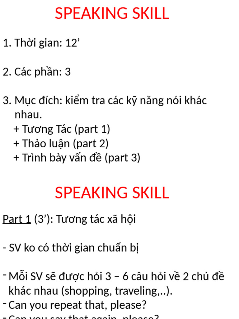 Speaking Skill | PDF