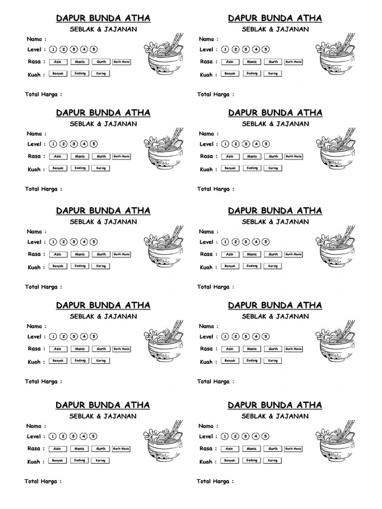 Menu Seblak | PDF