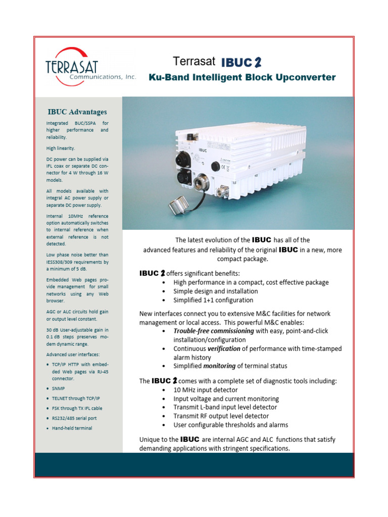Terrasat IBUC 2 4W 40W Ku Band | PDF | Hertz | Power Supply