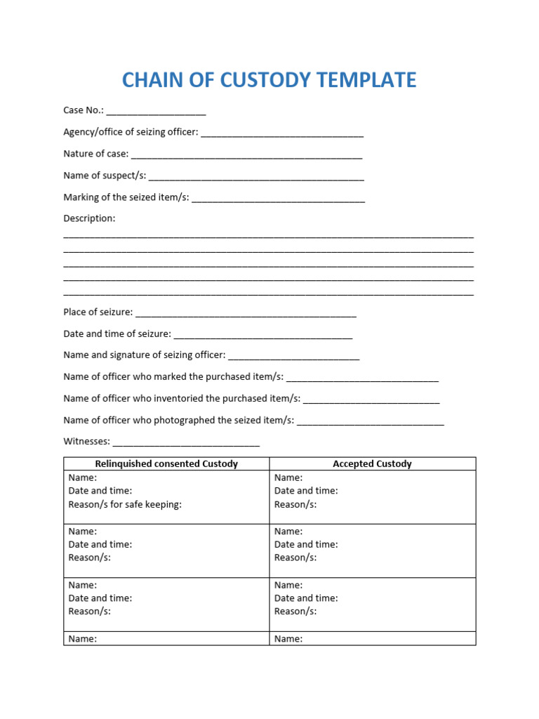 Chain of Custody Template | PDF