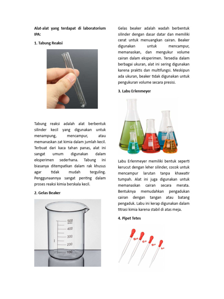 Alat-Alat Di Lab Ipa | PDF