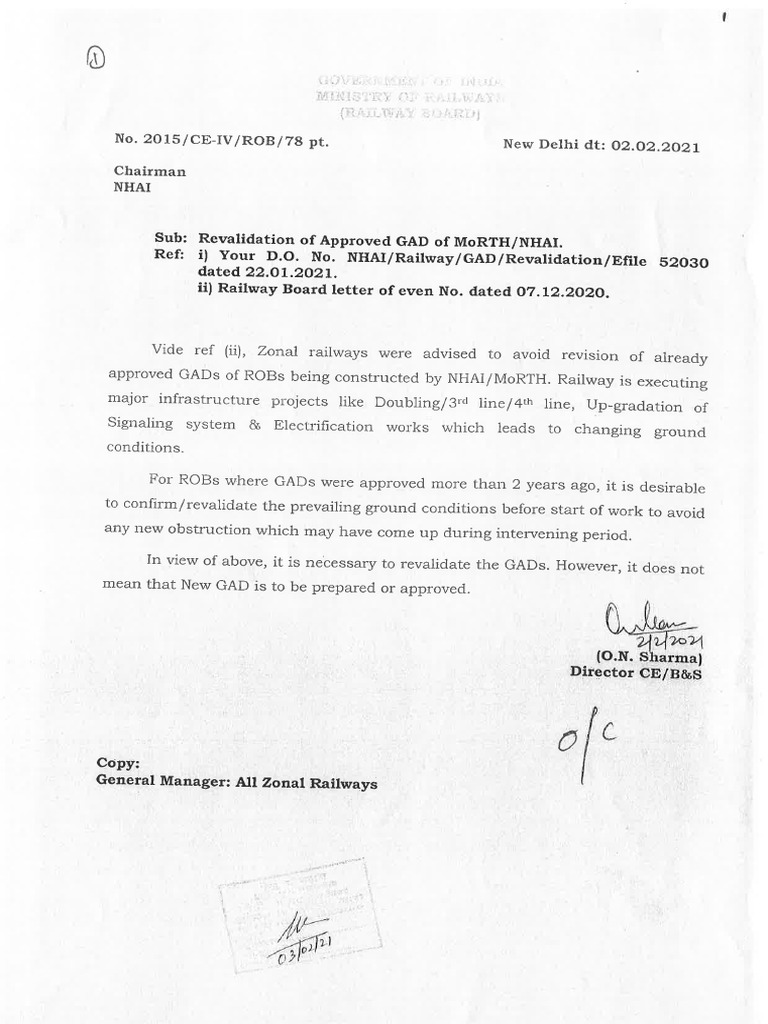 2021.02.02 - Revalidation of Approved GAD of Morth NHAI - ROB | PDF