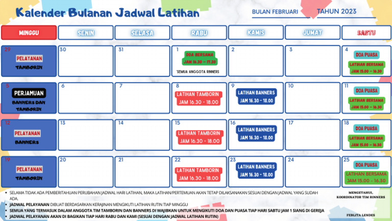 Kalender Bulanan Jadwal Latihan | PDF