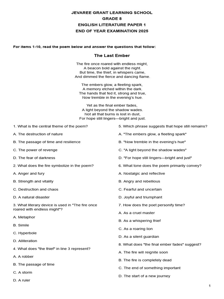 English Literature End of Year Exam Paper 1 | PDF | Shylock