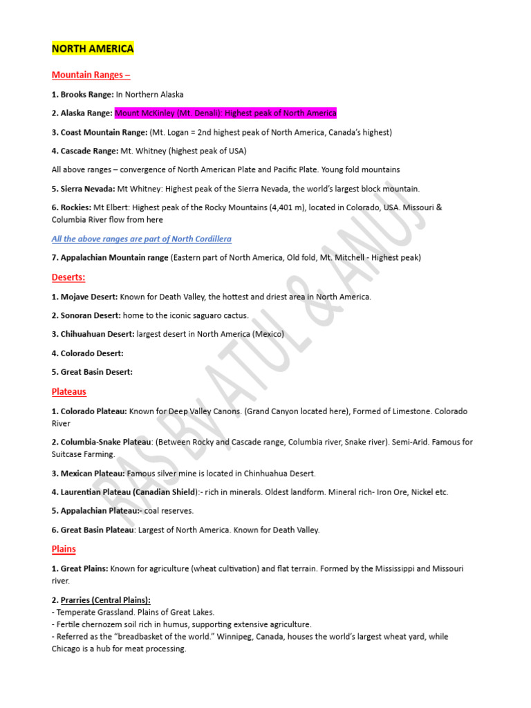 North America Geography Overview | PDF | Nile | South America