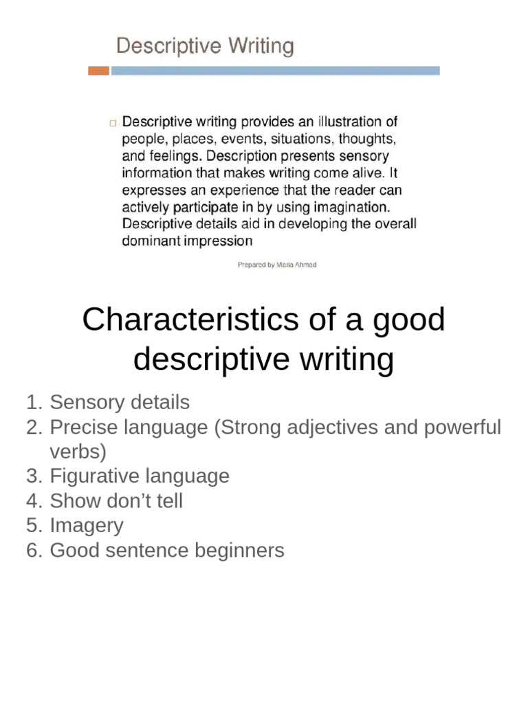 Descriptive Writing Techniques and Tips | PDF | Psychological Concepts