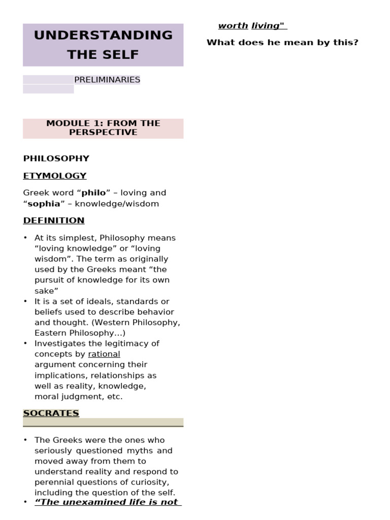 Module 1 - From The Perspective of Philosophy | PDF | Soul | Socrates