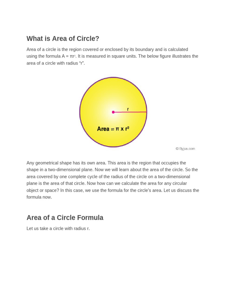 Understanding Area of a Circle | PDF | Area | Circle