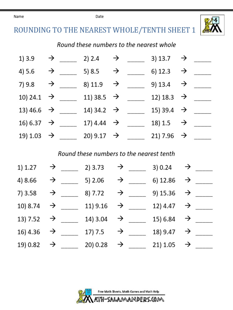 Rounding Nearest Whole Tenth 1 | PDF