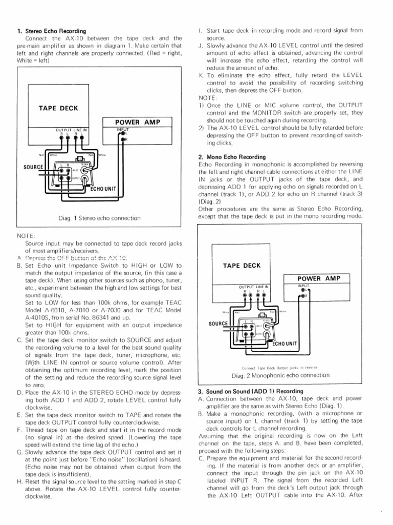 Teac Ax 10 Sound On Sound 4 Stereo Echo Unit SM | PDF