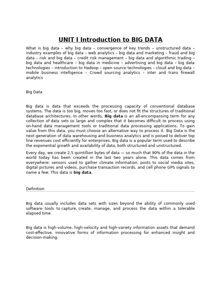 Introduction to Big Data Concepts | PDF | Big Data | Analytics