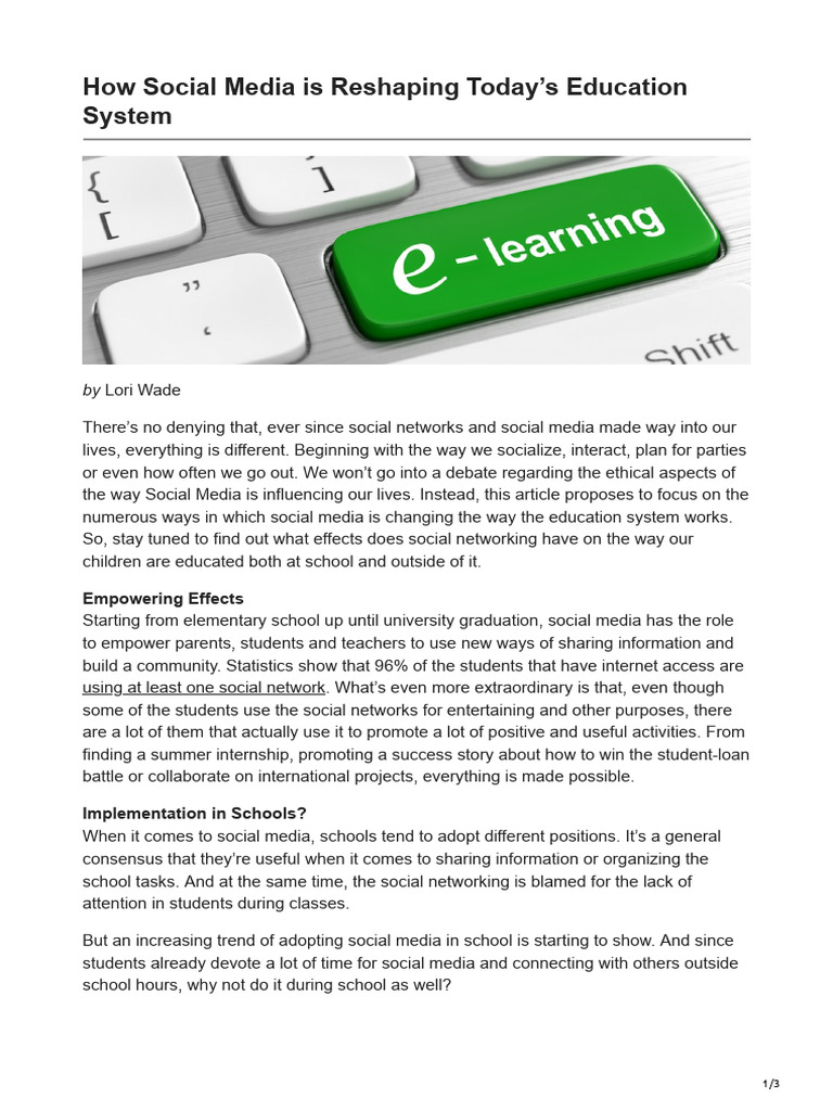 Social Media's Impact on Education | PDF | Social Media | Popular ...