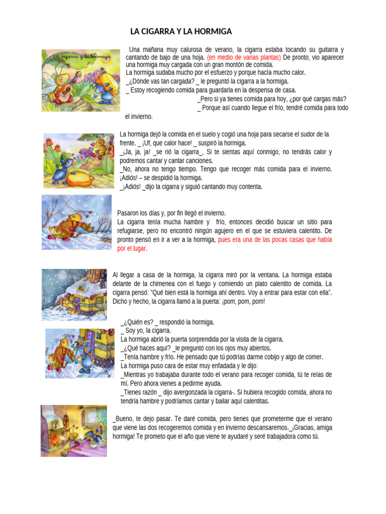 La Hormiga y La Cigarra | PDF