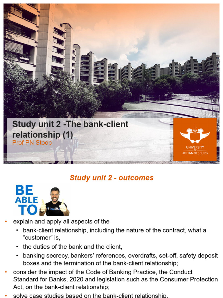 Study Unit 2 Bank-client Relationship (1) - 24 July 2025 (1) | PDF ...