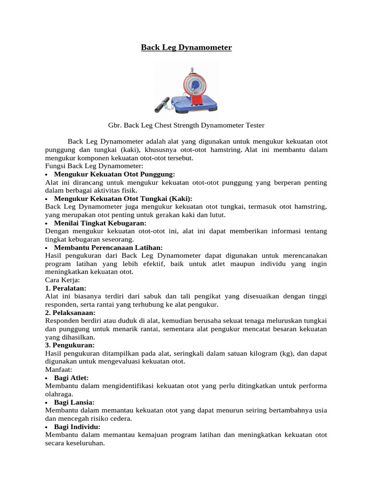 4 Back Leg Dynamometer | PDF