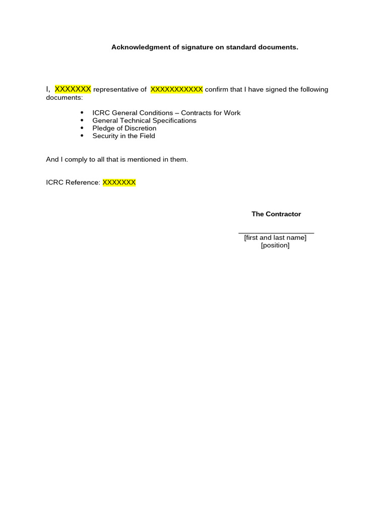 Signature Acknowledgment for Contracts | PDF