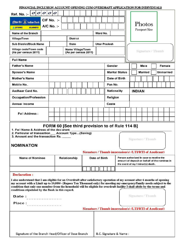 IB Account Opening Form PDF | PDF