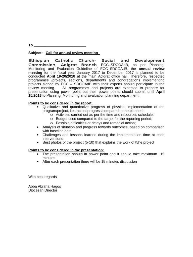 Annual Review Meeting Guidelines 2018 | PDF | Monitoring And Evaluation ...