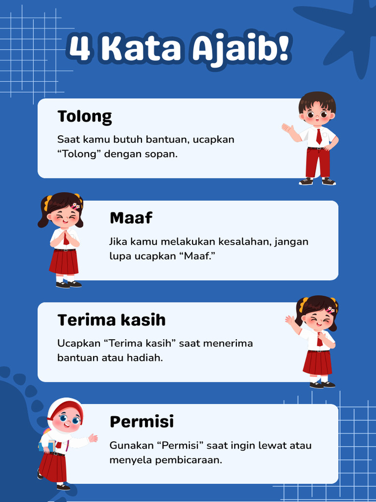 Poster 4 Kata Ajaib Biru Sederhana Ilustratif | PDF