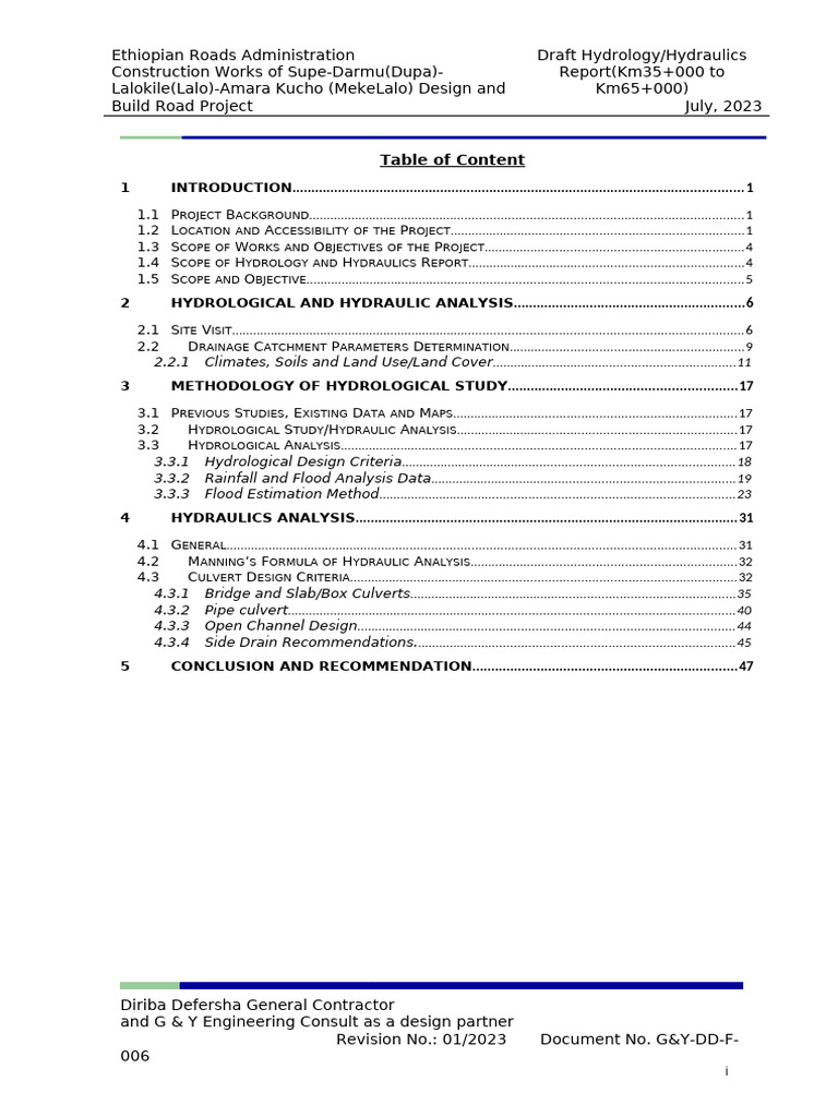 Hydrology and Hydraulics Final Report | PDF | Drainage Basin | Flood