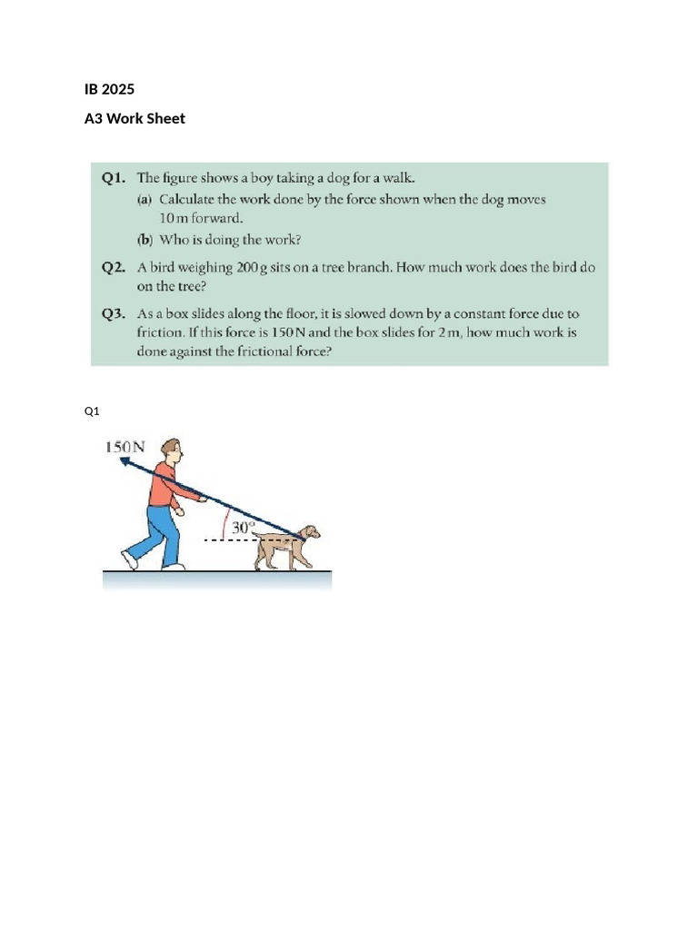 A3 Work, Energy and Power WS | PDF