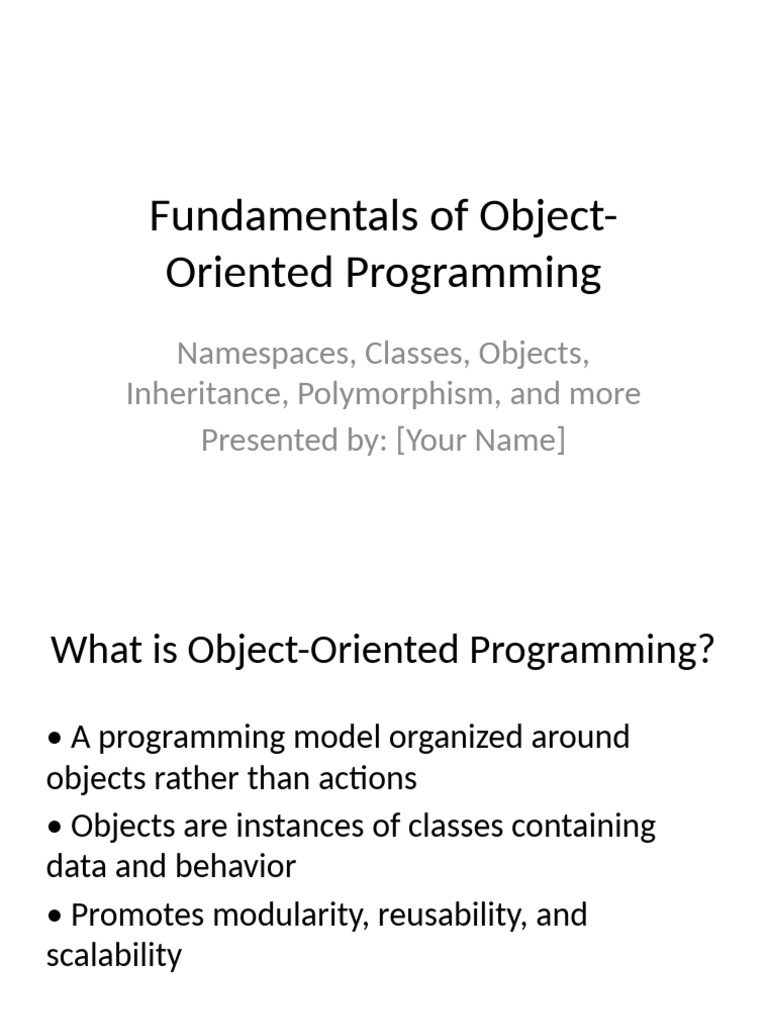 Fundamentals of OOP Presentation | PDF | Object Oriented Programming | Method (Computer Programming)