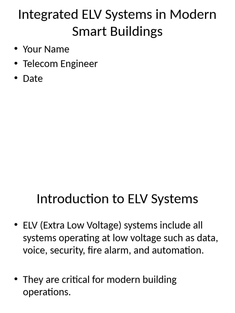 Integrated Elv Systems Presentation Pdf