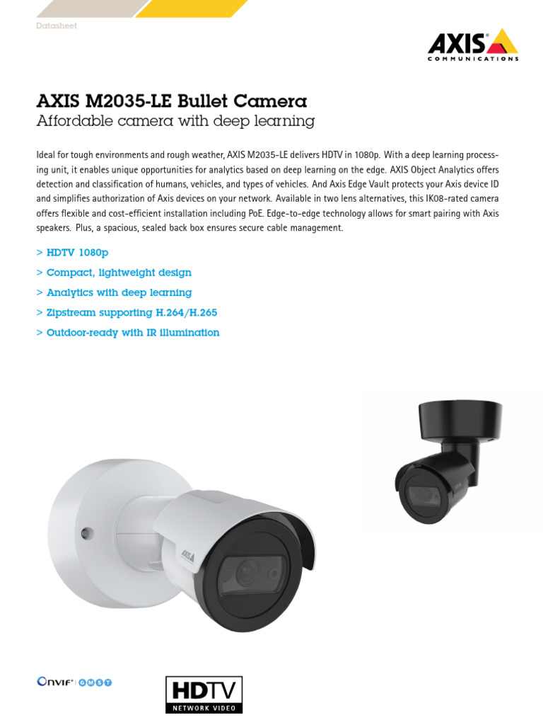 Datasheet Axis m2035 Le Bullet Camera en US 470418 | PDF | Camera | Video