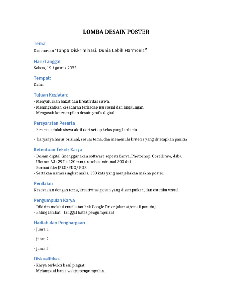 JUKNIS Lomba Desain Poster | PDF