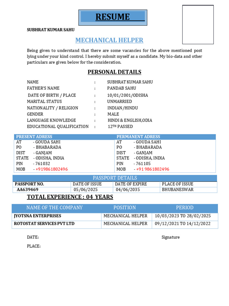 Resume SAHU | PDF