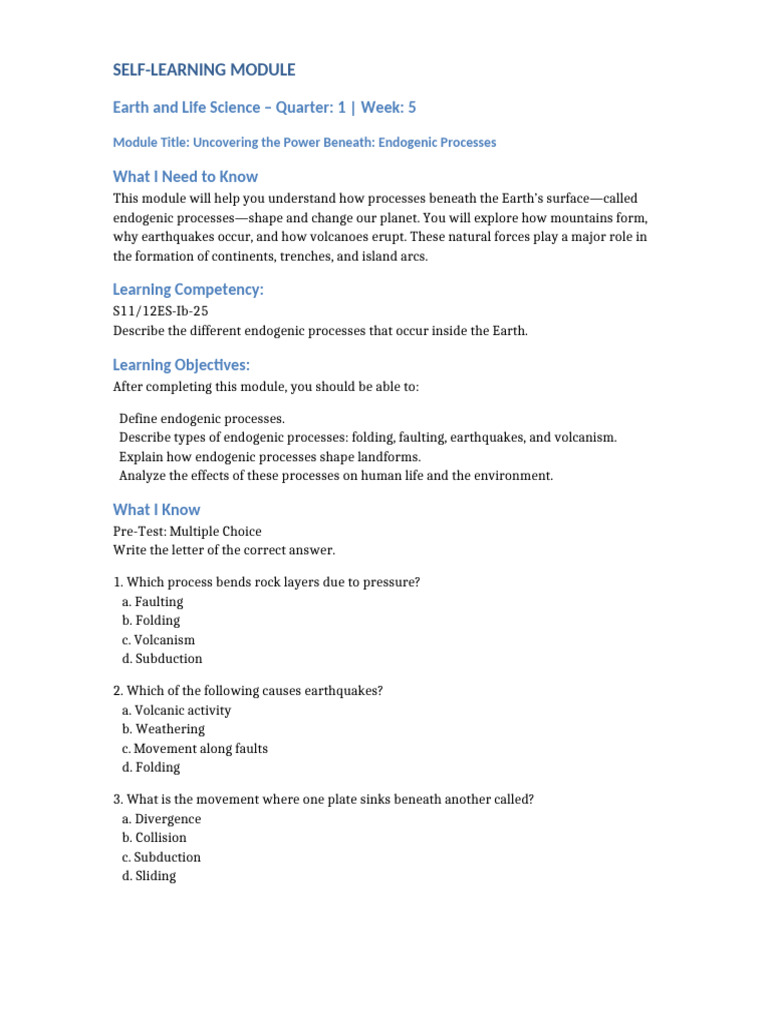 Earth and Life Science Activity (July 17, 2025) | PDF | Volcano ...