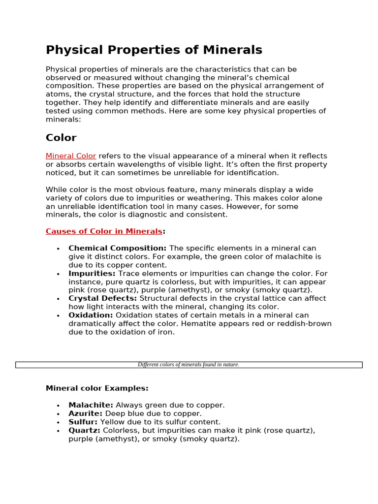 Key Physical Properties of Minerals | PDF | Minerals | Magnetism