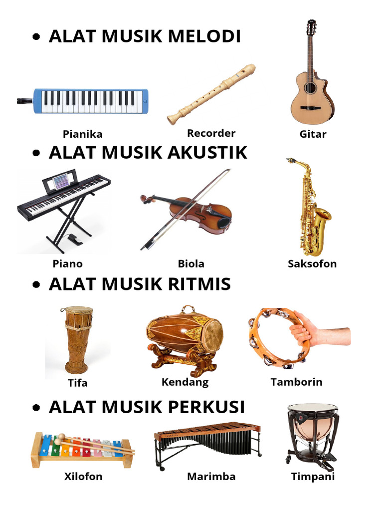 Jenis Alat Musik: Melodi, Akustik, Ritmis | PDF