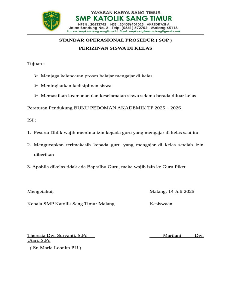 Standar Operasional Prosedur Btr | PDF