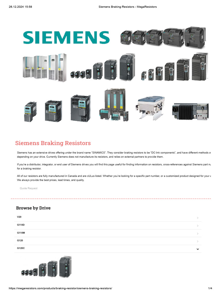 Siemens Braking Resistors Overview | PDF | Resistor | Electrical ...