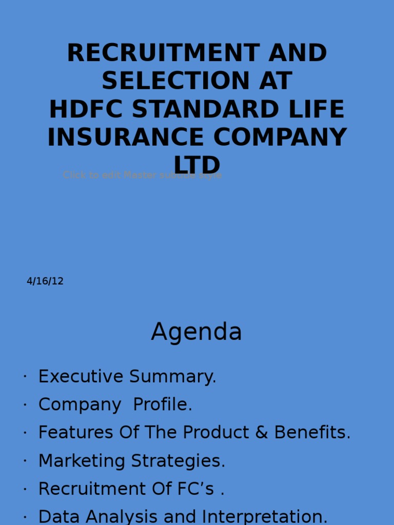 Recruitment & Selection at HDFC | PDF | Insurance | Life Insurance