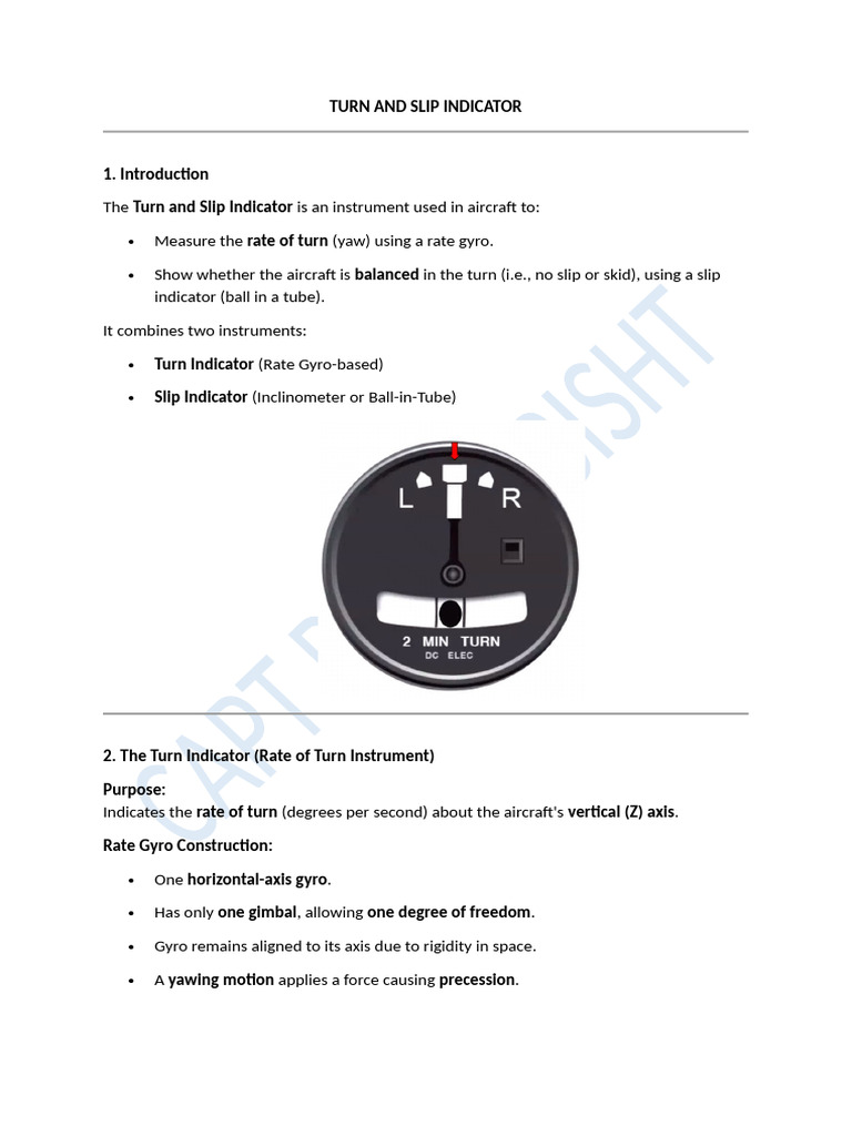 Turn and Slip Indicator | PDF | Gyroscope | Aerospace