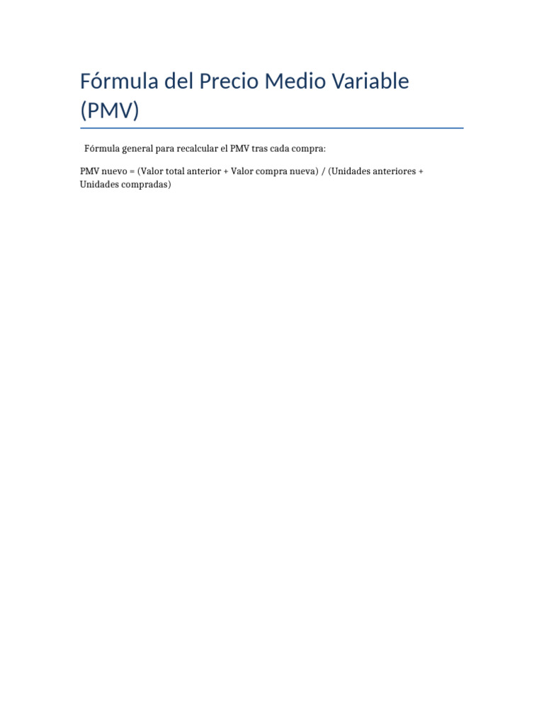 Fórmula del Precio Medio Variable | PDF