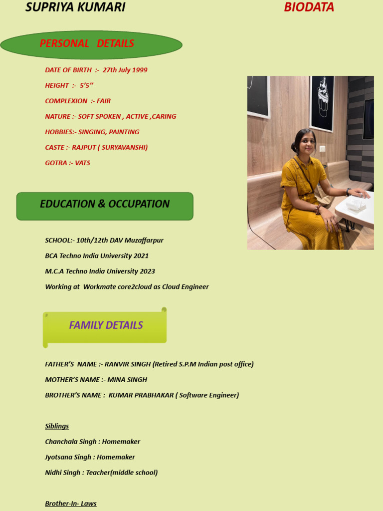 Supriya Kumari Biodata 2 | PDF