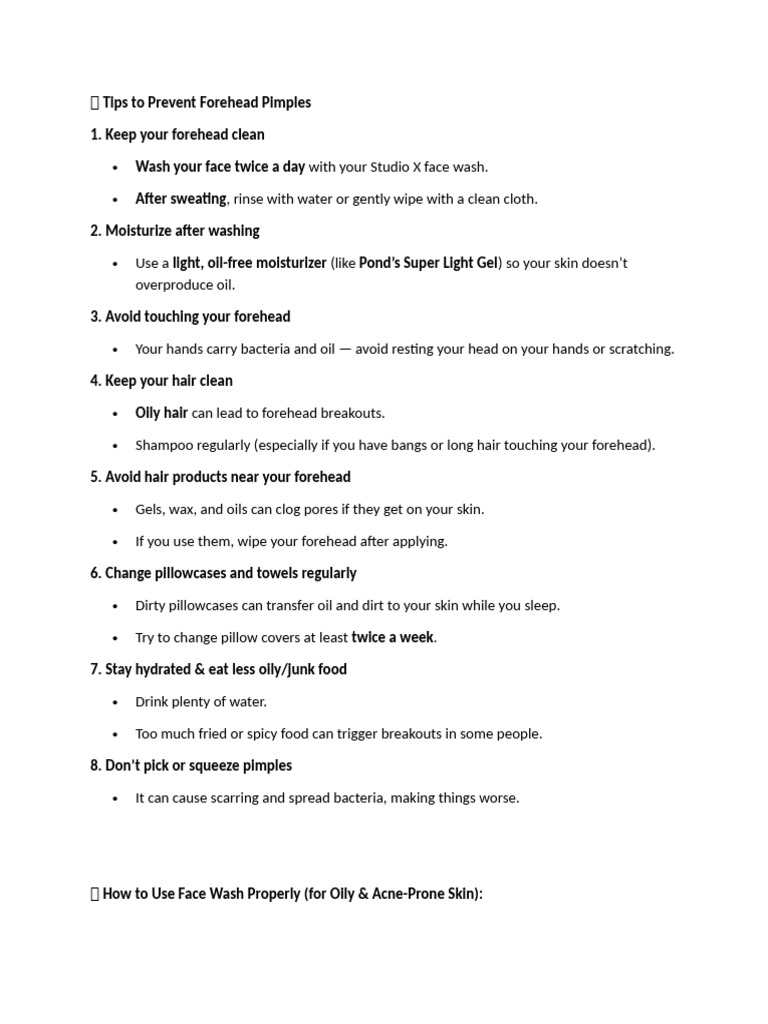 ? Tips To Prevent Forehead Pimples | PDF | Skin Care | Hygiene