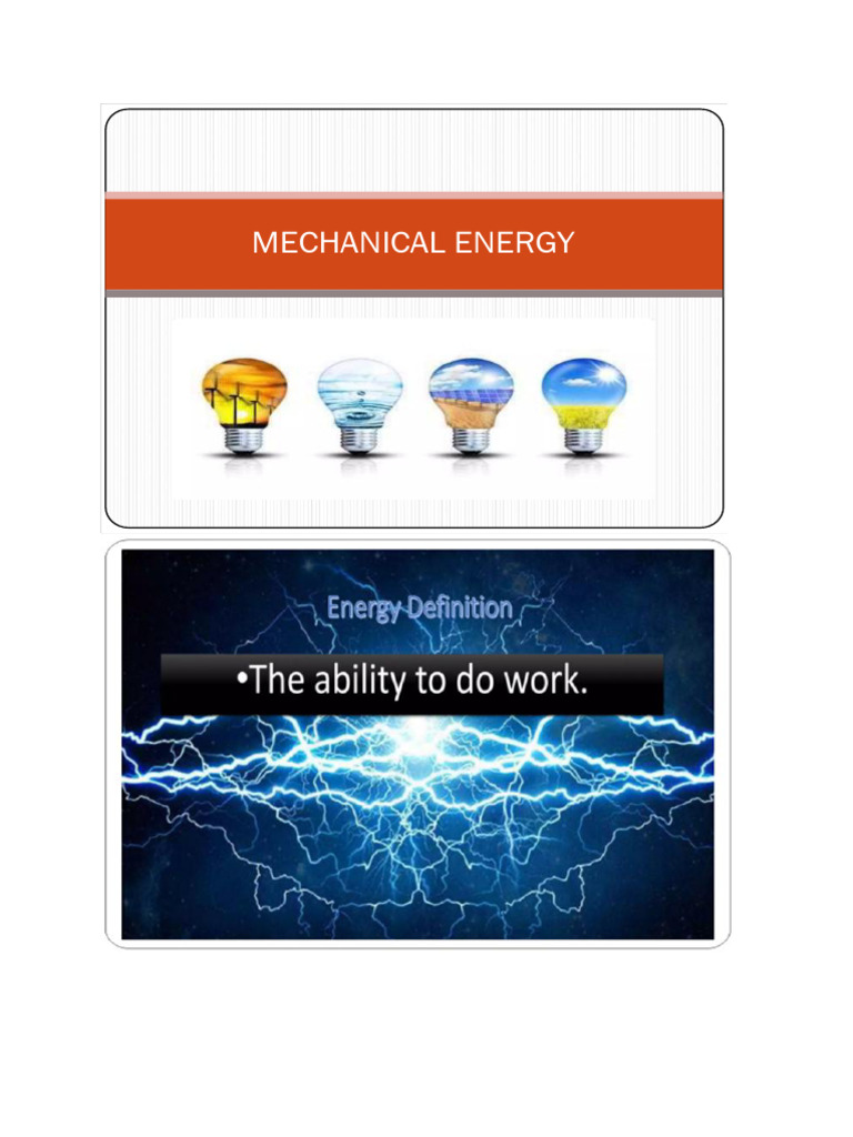 Mechanical Energy Hand Out | PDF