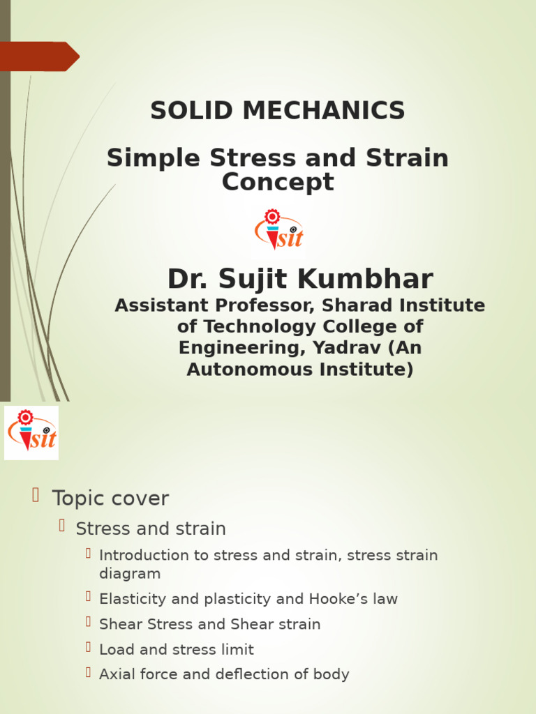 1.solid Mechanics - Simple Stress & Strain | PDF | Deformation (Engineering) | Stress (Mechanics)