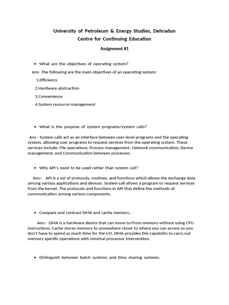 Assignment 1 OperatingSystemConcepts CMPLT | PDF | Thread (Computing) | Process (Computing)