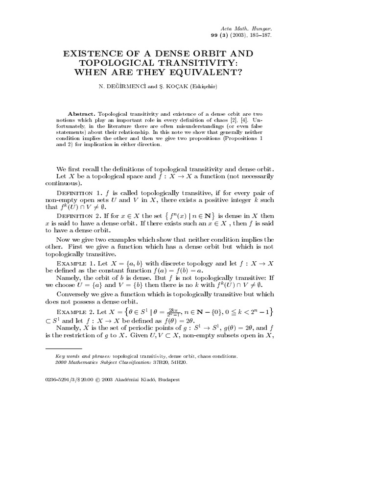 Topological Transitivity and DO Property | PDF