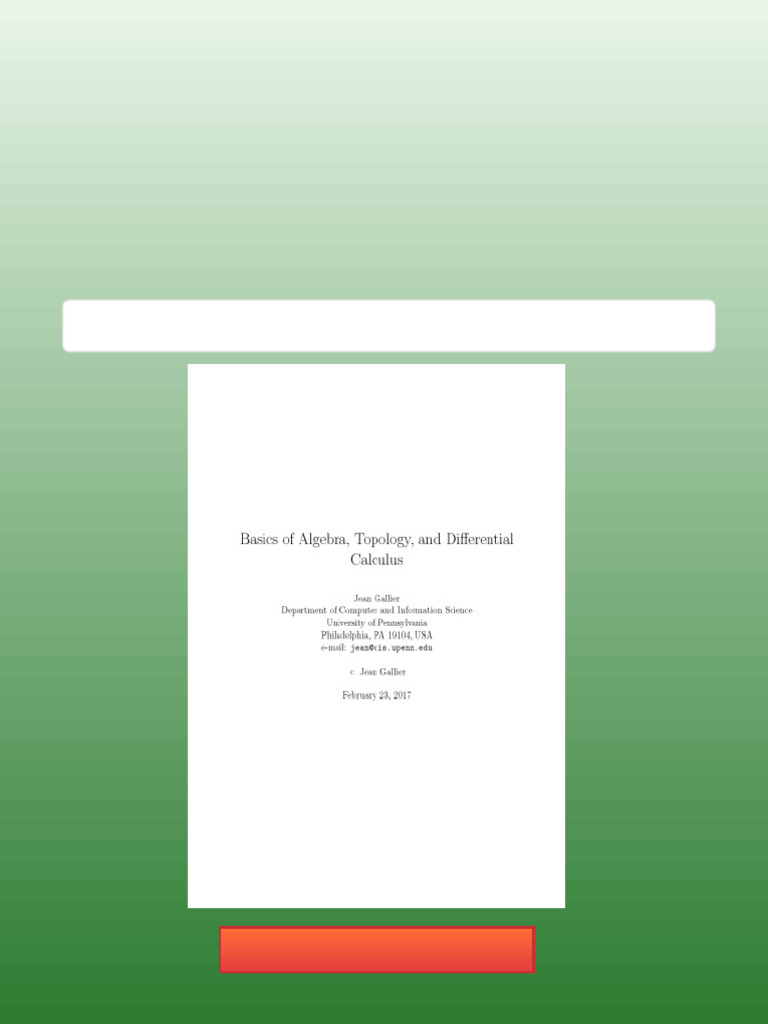 Basics of algebra topology and differential calculus Gallier J download ...