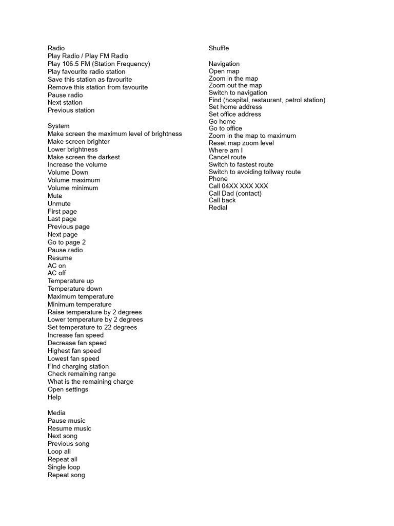 Voice Commands | PDF