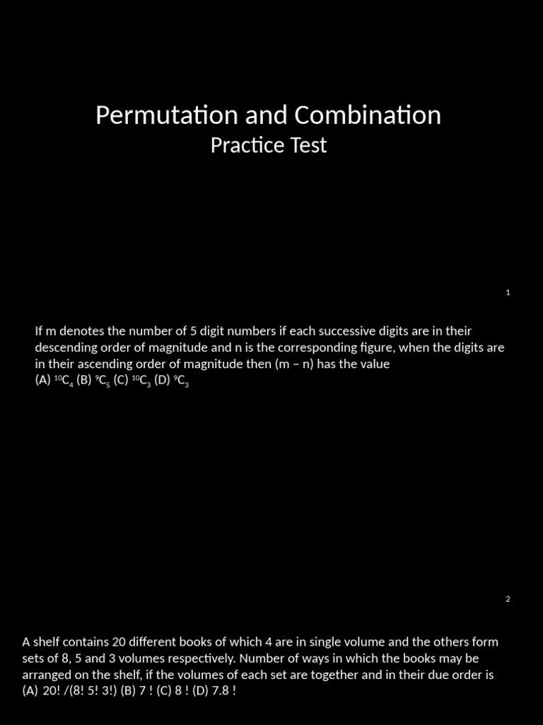 Permutation and Combination - Class Practice | PDF | Triangle | Permutation