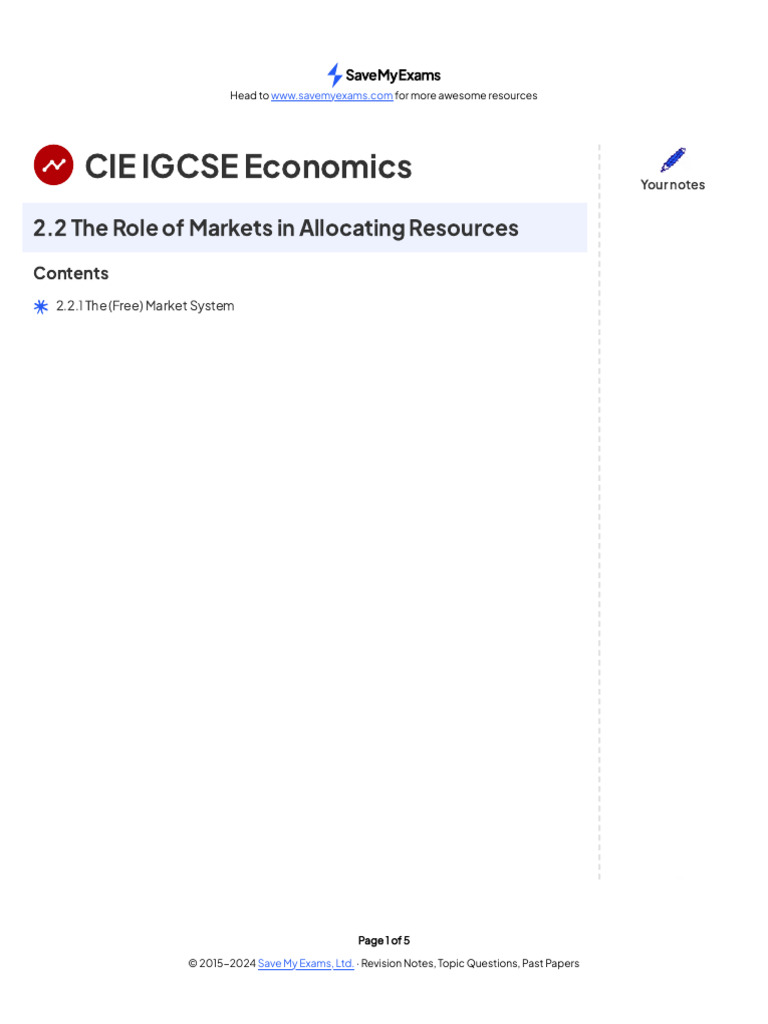The Role of Markets in Allocating Resources | PDF | Economic ...